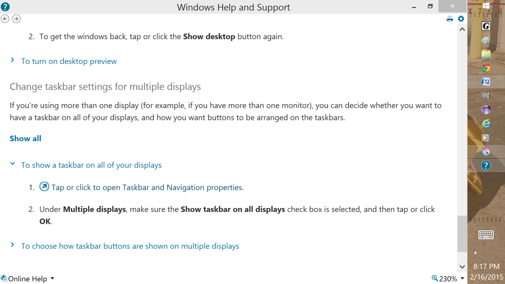 Taskbar in Windows 8.1 How to change its default size - Stack Overflow